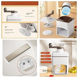 BOTTICASA Shaved Ice Machine Snow Cone Machine Portable Ice Crusher Manual Shaved Ice Machine For Home With Free Ice Cube Trays - BPA Free