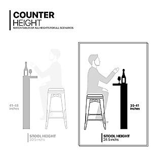 24 Inch Metal Bar Stools Set of 4, MoNiBloom Backless Counter Height Black Stackable Barstools with Square Seat for Indoor Outdoor