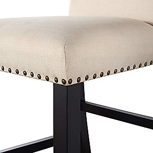 Harper & Bright Designs 5-Piece Kitchen Table Set Faux Marble Top Counter Height Dining Table Set with 4 Beige Fabric Upholstered Chairs