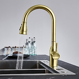 Kitchen Sink Faucet Head Replacement Part - 3 Modes for Kitchen Sink Sprayer Faucet Head, 13/16" Kitchen Pull Down Spray Head Nozzle, Brushed Nickel for G1/2 Connector, Male