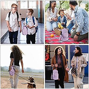 sportsnew Water Bottle Holder with Strap 32oz 40oz Insulated Water Bottle Carrier Sling Bag with Phone Pocket Water Bottle Sleeve for Walking Hiking, Purple