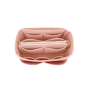 LEXSION Felt Purse Bag Organizer Insert with zipper Bag Tote Shaper Fit Speedy Neverful PM MM 8021 Pink L