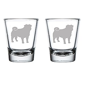 Set of 2 Shot Glasses 1.75oz Shot Glass Pug