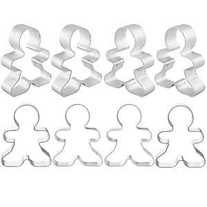 Saktopdeco 8 Counts Gingerbread Metal Cookie Cutter Small Christmas Gingerbread Man Shaped Decorative Cookie Cutters Set