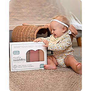 Mom Beebi Muslin Swaddle Blankets, Soft Silky Swaddle Blanket, Breathable and Skin-Friendly Baby Blankets for Boys & Girls, 4-Pack Unisex Baby Blankets, 47 x 47 inches