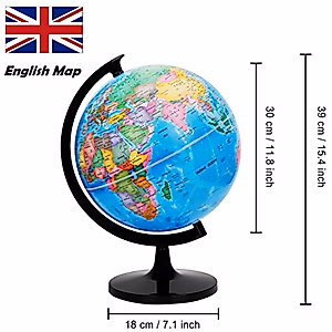 Exerz 12" World Globe - Political Map Educational Globe - DIY Self Assembled School Globe for Classroom