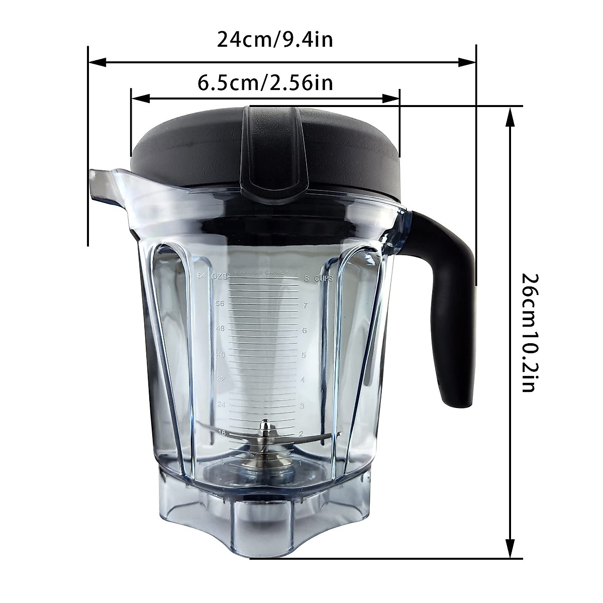 64-Ounce Blender Container, Transparent Food Blender Container with Blade Lid Blender Replacement Parts Fit for Vitamix 5300 Container Blender Pitcher Compatible for G-Series Blender 2L