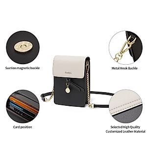 Cnoles Small Crossbody Phone Purse for Women Leather Wallet with Credit Card Slots Black