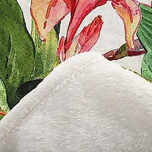 Mugod Tropical Flowers Throw Blanket Seamless Exotic Floral Pattern Bird of Paradise Decorative Soft Warm Cozy Flannel Plush Throws Blankets for Bedding Sofa Couch 60 X 80 Inch