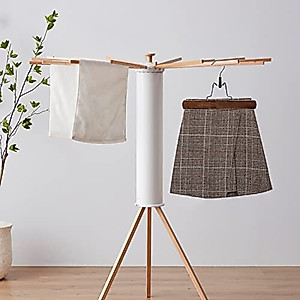 Nature Smile Wooden Pants Hangers 20 Pack Non Slip Skirt Hangers, Smooth Finish Solid Wood Clamp Hangers Hair Extension Hangers Jeans/Slack Hangers with 360° Swivel Hook (20Pcs, Retro)