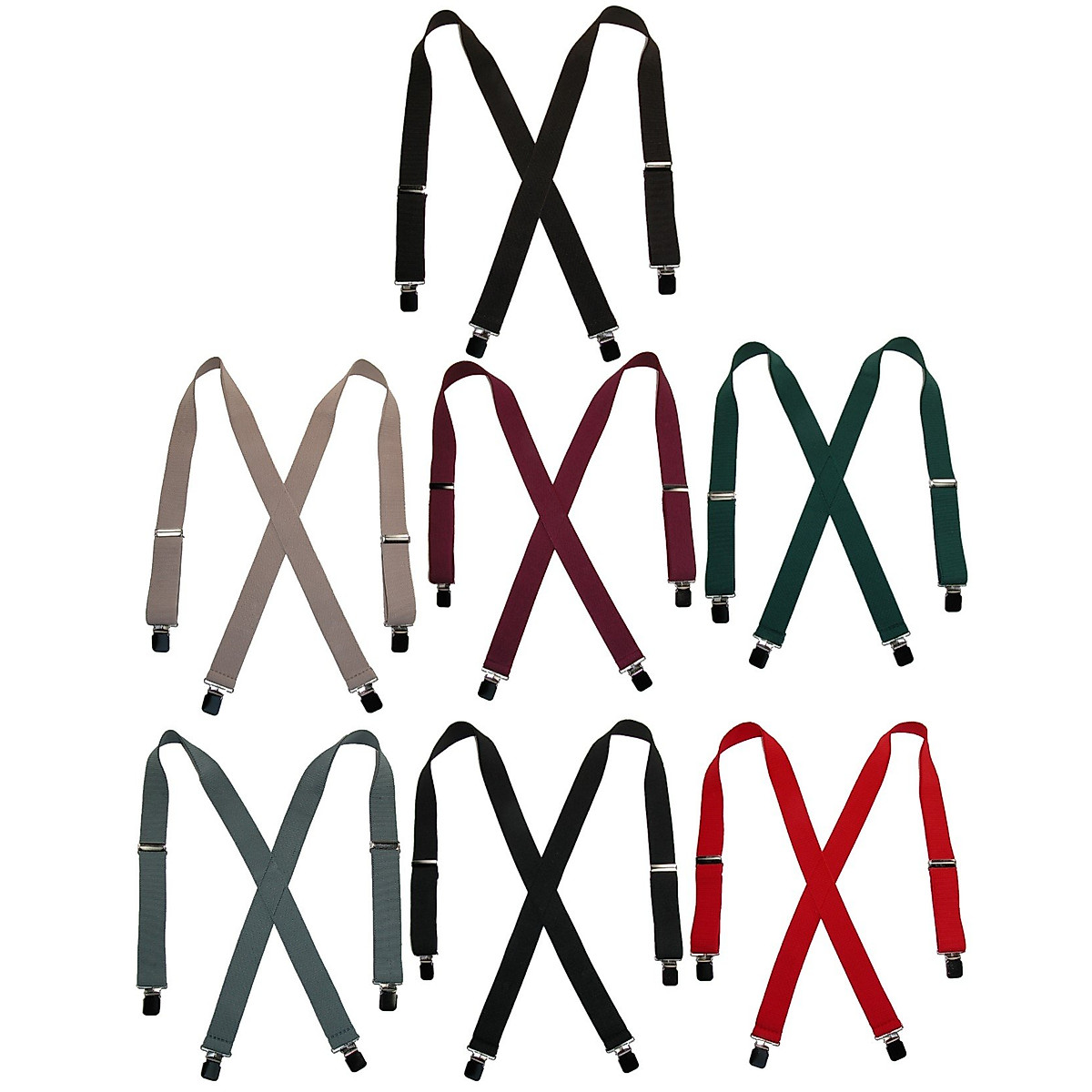CTM® Men's Terry Casual Elastic Clip-End 1 1/2 Inch Suspenders, Khaki