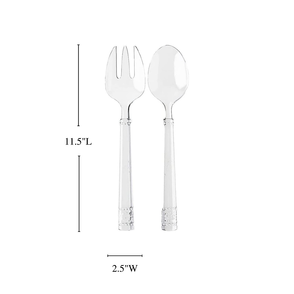 Juliska Isabella Acrylic Salad Servers, Acrylic Glass - Unbreakable, Clear Acrylic, Embossed Salad Serving Utensils
