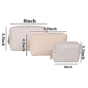 LYDZTION Large Makeup Bag for Purse Vegan Leather Makeup Pouch Travel Toiletry Bag Cosmetic Bag for Women and Girls,3 Sizes(White)