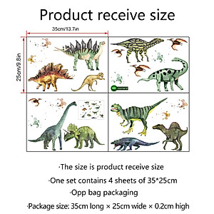 ASMPIO 14Pcs Dinosaurs Wall Stickers, Removable Forest Dinosaur Wall Decals Waterproof Dino Animal Decor Mural for Bedroom Living Room Bathroom Home Decoration