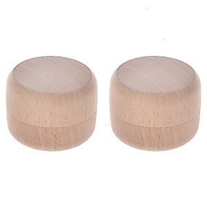 HOLLY TRIP 2PCS Small Round Unpainted Wooden Box, Wedding Ring Jewelry Boxes DIY Storage Trinket Bearer Box Container Case