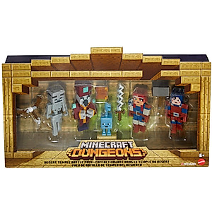 Mattel Minecraft Dungeons 3.25” Desert Temple Battle Pack with Mini Figures, Suits of Armor and Weapons, Action, Adventure and Storytelling Play and Display Gift for Kids Age 6 and Older