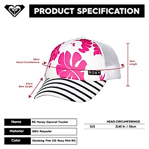 Roxy Girls' Honey Coconut Trucker Hat, Shocking Pink Og Mini 241, One Size