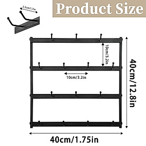 AJART Wall-Mounted Coffee Mug Holder: 14 Hooks Square Coffee Cup Rack - Metal Coffee Mug Holder Organizer Your Cups
