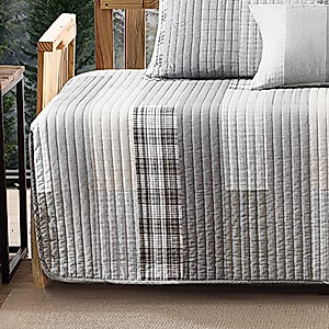 Eddie Bauer- Daybed Set, 4 Piece Cotton Bedding Set, All Season Lodge Home Décor (Fairview Grey, Daybed)