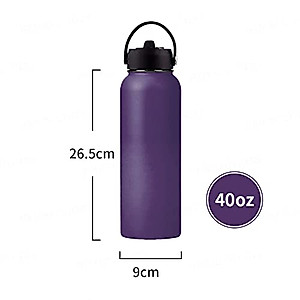 HKM Brothers Insulated Stainless Steel Water Bottle – Straw-Spout-Handle Lids, Vacuum Wide Mouth GalonWater Bottles – Ring-Collapsible – Straw Lids