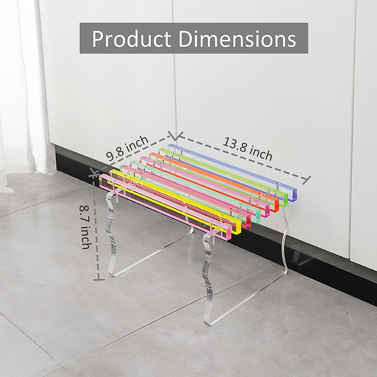 TOMTREE Rainbow-Colored Acrylic Step Stools for Adults and Kids: 400-lb Capacity, Sturdy and Easy-to-Assemble for Bedroom, Kitchen, and Bathroom