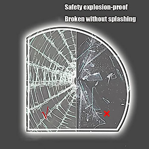 TOCTUS LED Bathroom Mirror Wall-Mounted Vanity Mirror LED Lighted Mirror, with Touch Button, Dimmable Light, Brightness Adjustable, Half Round Fan-Shaped, Left/Right Cut, 31x31inch (Color : Left)