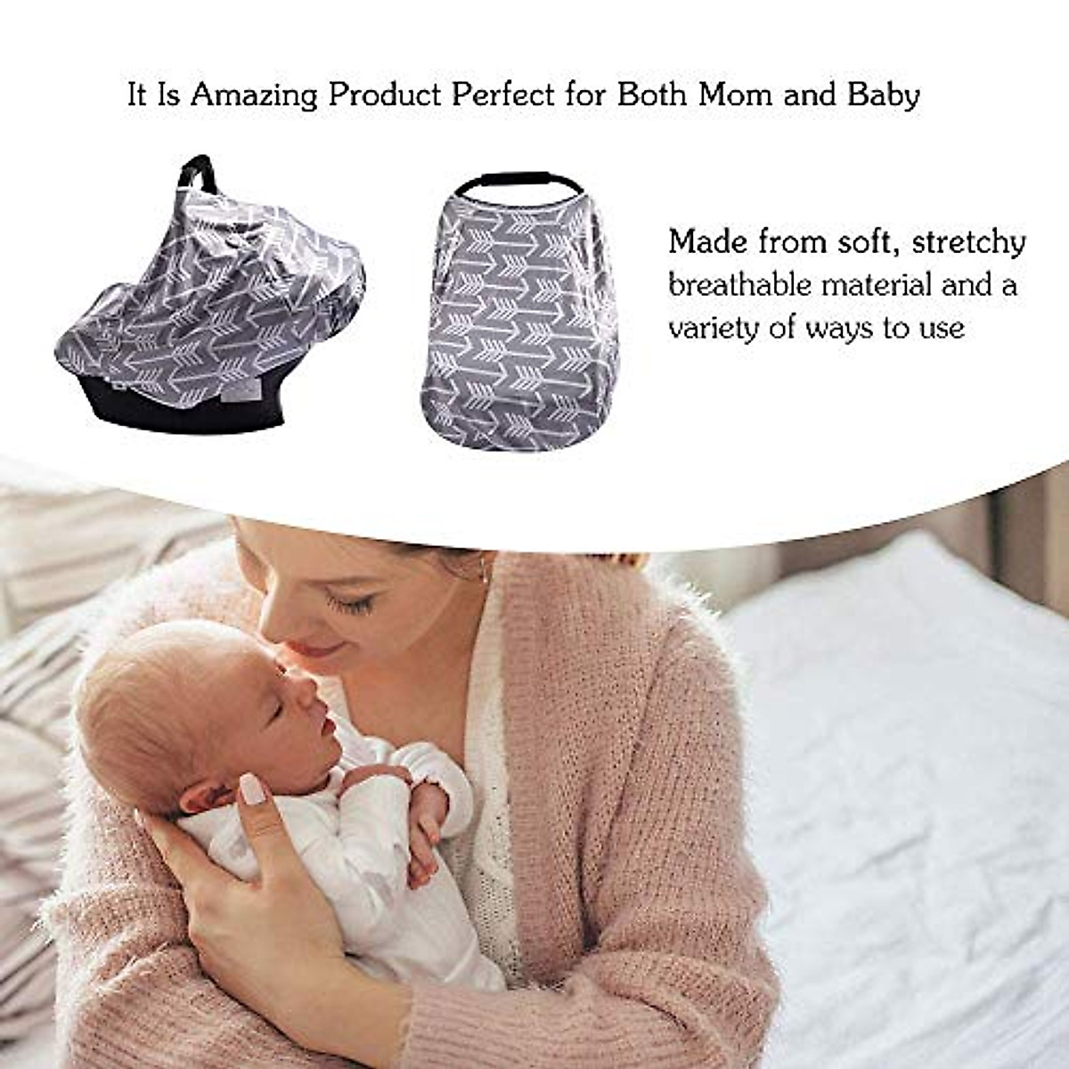 PPOGOO Baby Nursing Cover & Nursing Poncho - Multi Use Cover for Baby Car Seat Canopy, Shopping Cart Cover, Stroller Cover, 360° Privacy Breastfeeding Protection,Baby Shower Gifts for Boy&Girl