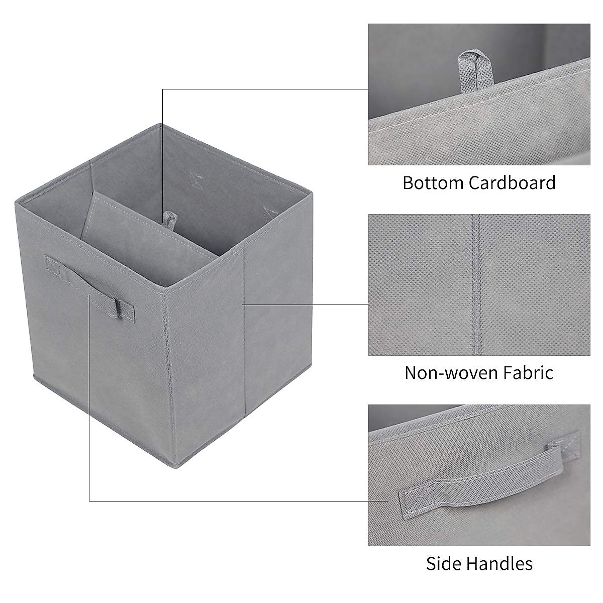MAX Houser Storage Bins Cubes Baskets Containers with Dual Handles for Home Closet Bedroom Drawers Organizers,Foldable,10.5x10.5x11 Inches,Set of 6