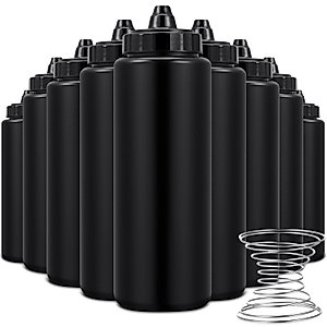 Hushee 12 Pcs 32oz Squeeze Water Bottles Bulk BPA Free Sports Water Bottles Reusable Cycling Football Baseball Hockey Water Bottle with Wire Whisk Included
