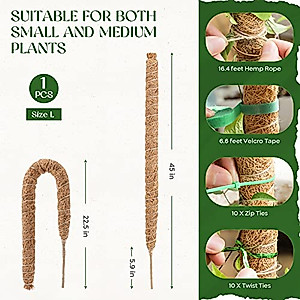 Byjogger Moss Pole, Moss Pole for Plants Monstera, 45'' Moss Poles for Climbing Plants, Monstera Moss Pole, Plant Support for Indoor Plants, Bendable Moss Pole for Plants Growth(1 Pcs)