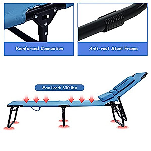 GYMAX Beach Lounge Chair, Sunbathing Chair Patio Lounge Chair Folding Adjustable Recliner with Hole for Face