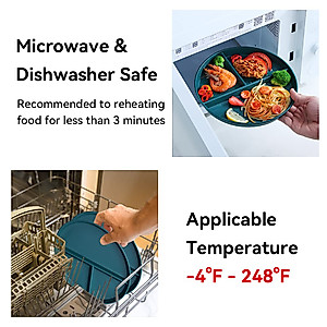 Maiyuansu Divided Trays For Adults Weight Loss, Reusable Portion Control Dinner Plate with 3 Compartments, Divided Diet Plastic Compartment Plate Dishwasher & Microwave Safe(Green)