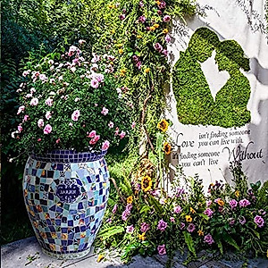 UimimiU European Retro Hand-Painted Large Flower Pot Outdoor Mediterranean Classical Large Plant Pot Green Plant Garden Villa Floor Ceramic Mosaic Bonsai Garden Decor Bonsai Planter