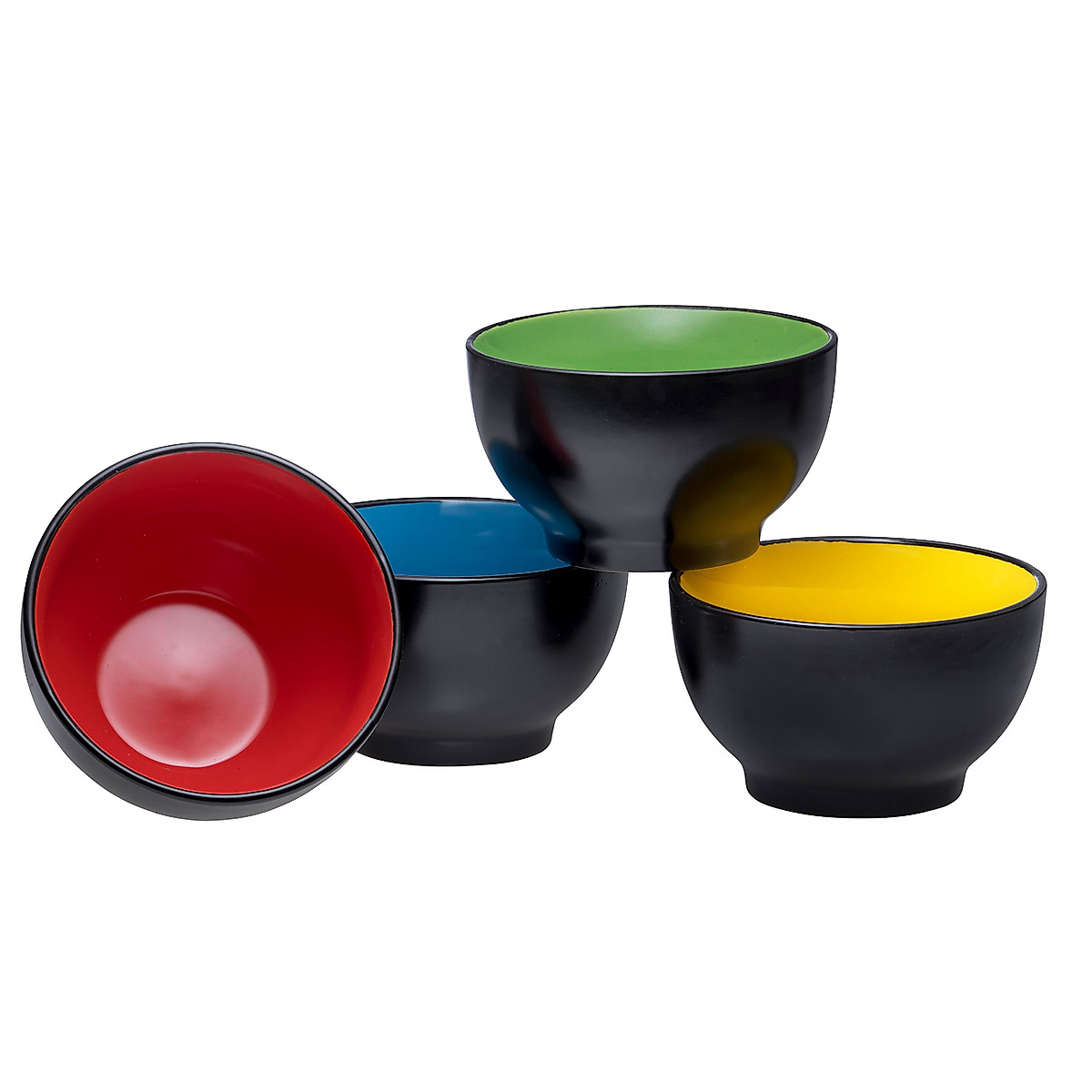 Bruntmore 20 Ounce Muti color ceramic bowls Dessert Bowls Set Of 4, 20 Oz Porcelain Dip Ice Cream Bowls, Serving Bowls,Microwave,Pasta Bowls Best for Christmas Gift