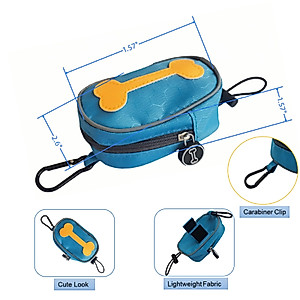 Sturdy Cute Dog Poop Bag Holder,Elastic Cord Dispenser Pouch and Zipper,Carabiner,Lightweight Waterproof Fabric,Doggie Dog Poop Bags Rolls for Leash,Convenient Water Clean,Dog Poop Bags Excluded