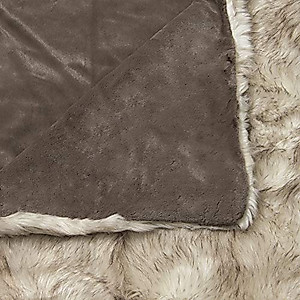 Best Home Fashion Heavyweight Super Soft Luxury Faux Fur Oversized Throw Blanket - 58" W x 84" L - Champagne Fox