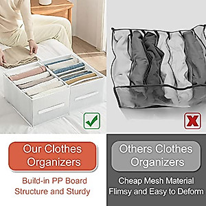 Lirex Clothes Drawer Organizer, 9 Compartments PP Board Mesh Large Capacity Wardrobe Clothes Storage for Folded Jeans Pants T-shirt Legging Dress Closet Organizer Portable Clothing Storage Bins