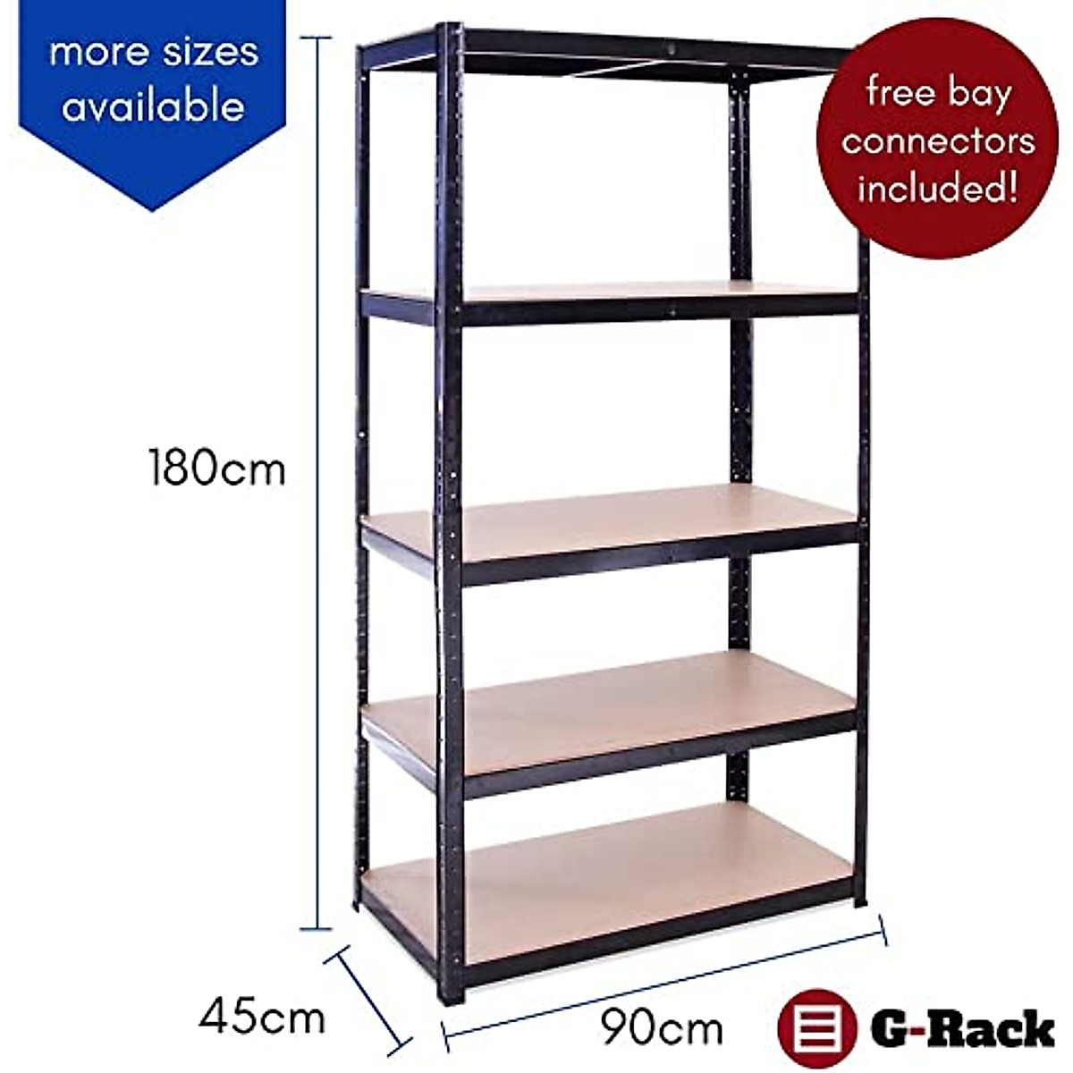 Garage Shelving Units: 71 x 35 x 18 inches | Heavy Duty Racking Shelves for Storage - 1 Bay, Black 5 Tier (400 lbs Per Shelf), 2000 lbs Capacity | for Workshop, Shed, Office | 5 Year Warranty