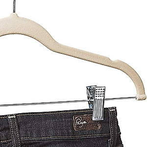 Home-it 10 Pack Clothes Hangers with clips - IVORY Velvet Hangers for skirt hangers - Clothes Hanger - pants hangers - Ultra Thin No Slip