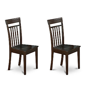 East West Furniture HECA9-CAP-W 9-Pc Kitchen Table Set - a Self-Storing Butterfly Leaf Modern Kitchen Table - 8 Dining Chairs with Solid Wood Seat & Slatted Back - Cappuccino Finish