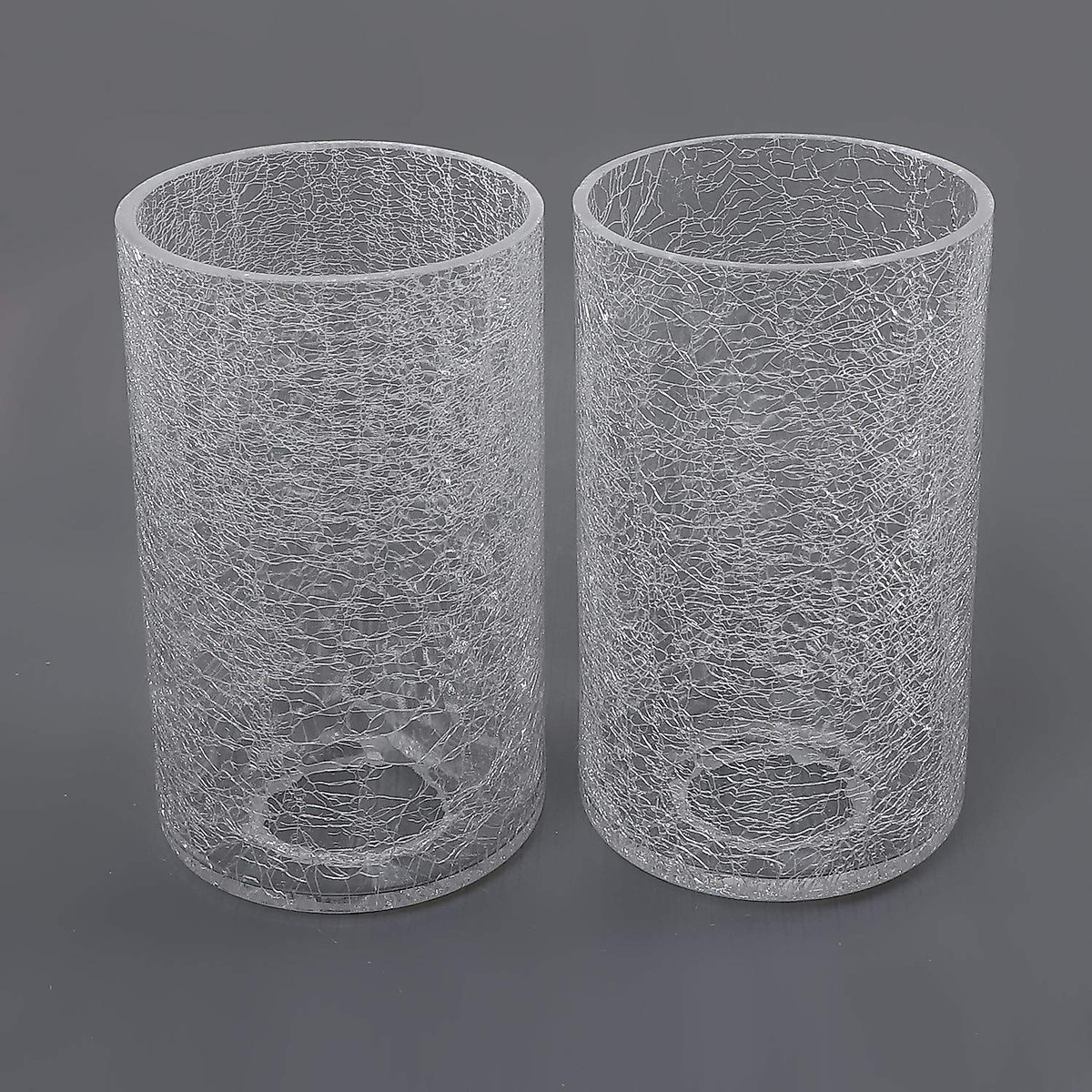 Eumyviv 2 Pack Clear Glass Lamp Shade with Crack Finish, Fixture Replacement Glass Globe or Lampshade with 1-5/8-Inch Fitter Opening A00014