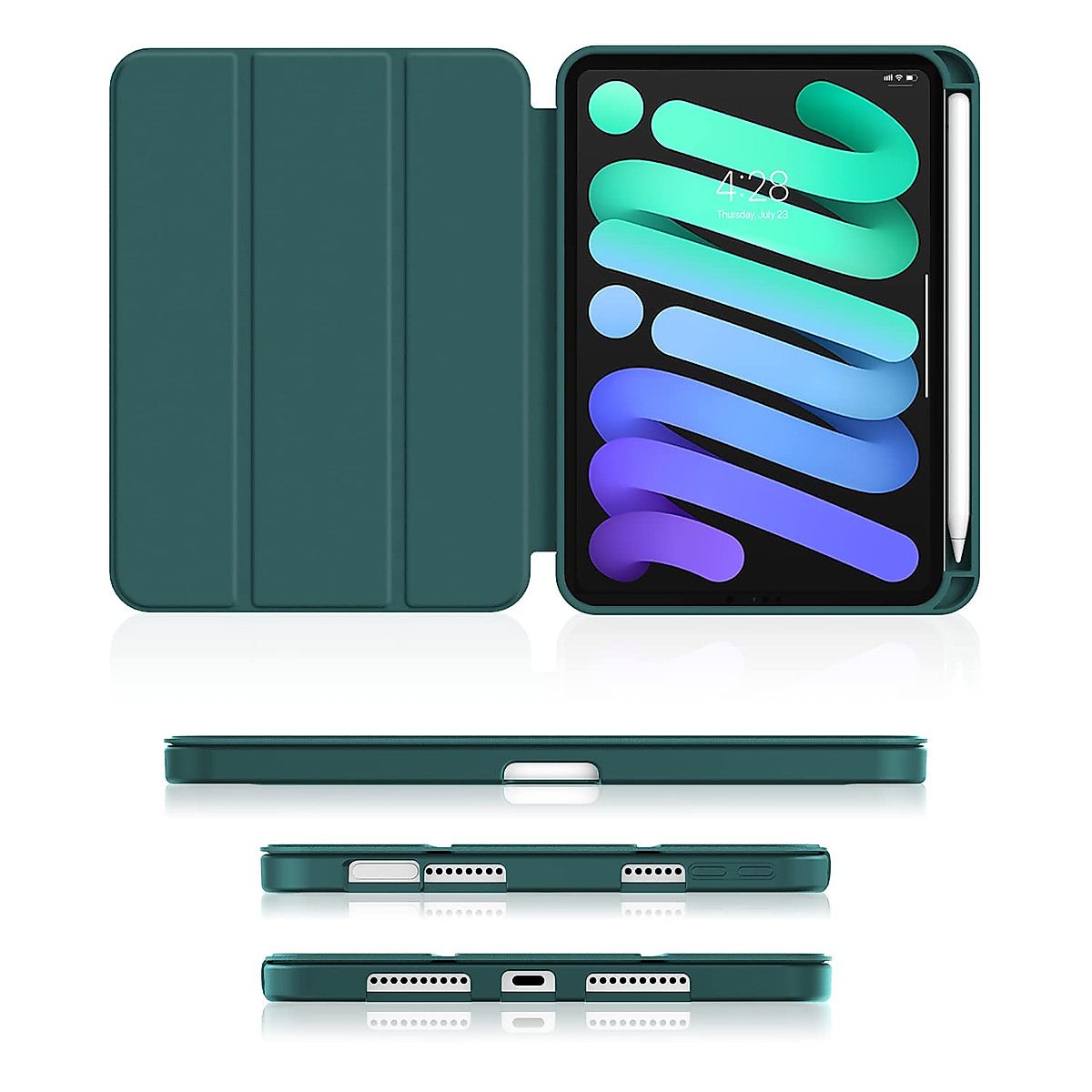 Soke for iPad Mini 7 A17 Pro Case 2024,iPad Mini 6 Case 2021 with Pencil Holder-[Shockproof Protection + Auto Sleep/Wake], Soft TPU Back Cover for iPad Mini 7th/6th Generation 8.3 inch,Teal