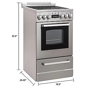 Avanti DER20P3S Electric Range Oven Elite Series Compact Design, 2-Cu.Ft. Capacity with 4 Coil Burners, Framed Glass Door, Storage Drawer and Broiler with Pan, 20-Inch, Stainless Steel