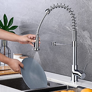 【UPDATED】Pull Down Kitchen Faucet Sprayer Head Replacement Part, 3 Function Pull Out Sink Sprayer Replacement Nozzle, Kitchen Faucet Head Hose Spray Tap Spout, Chrome