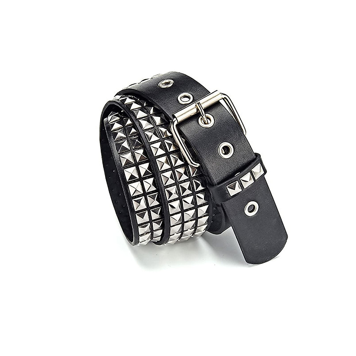 Idopy Women Men Gothic Punk Rivet Nickel Pyramid Studded Faux Leather Belt (Black)