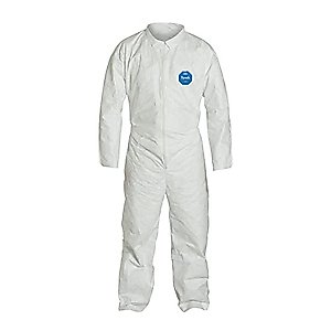 DuPont Tyvek Disposable Coveralls with Zipper Front, 25 Coveralls, White, Size XL, TY120SWH