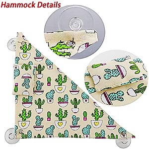 2 Pack Reptile Hammock with Small Pillow Swing Hanging Bed Lounger Ladder with Adhesive Hooks and Suction Hook for Lizard Leopard Gecko Bearded Dragon