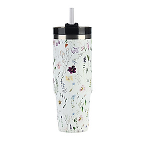 Beuty Floral 30 oz Tumbler with Lid And Straw,Stainless Steel Vacuum Insulated Travel Mug,Reusable Water Bottle Vacuum Travel Coffee Mug Cup,Gifts For Women Girls,Personalized Design Rose Gift Box