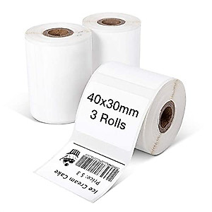 Phomemo M110 Bluetooth Label Maker with 3 Rolls 1.57"x1.18"(40x30mm) Thermal Labels- Thermal Label Maker Printer Apply to Labeling, Office, Cable, Retail, Barcode, Compatible with Android & iOS