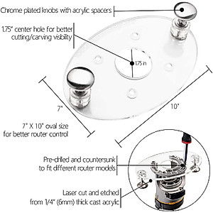 Dave's - Palm Router Acrylic Router Base Plate Compatible with Bosch 1617 2HP Router MADE IN AMERICA